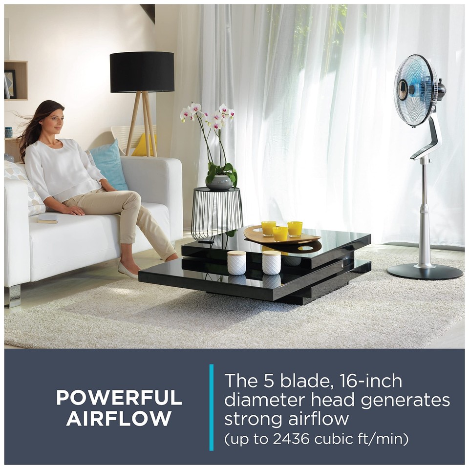 Rowenta, Pedestal Fan, Turbo Silence Standing Floor Fan with Remote, 53 ...