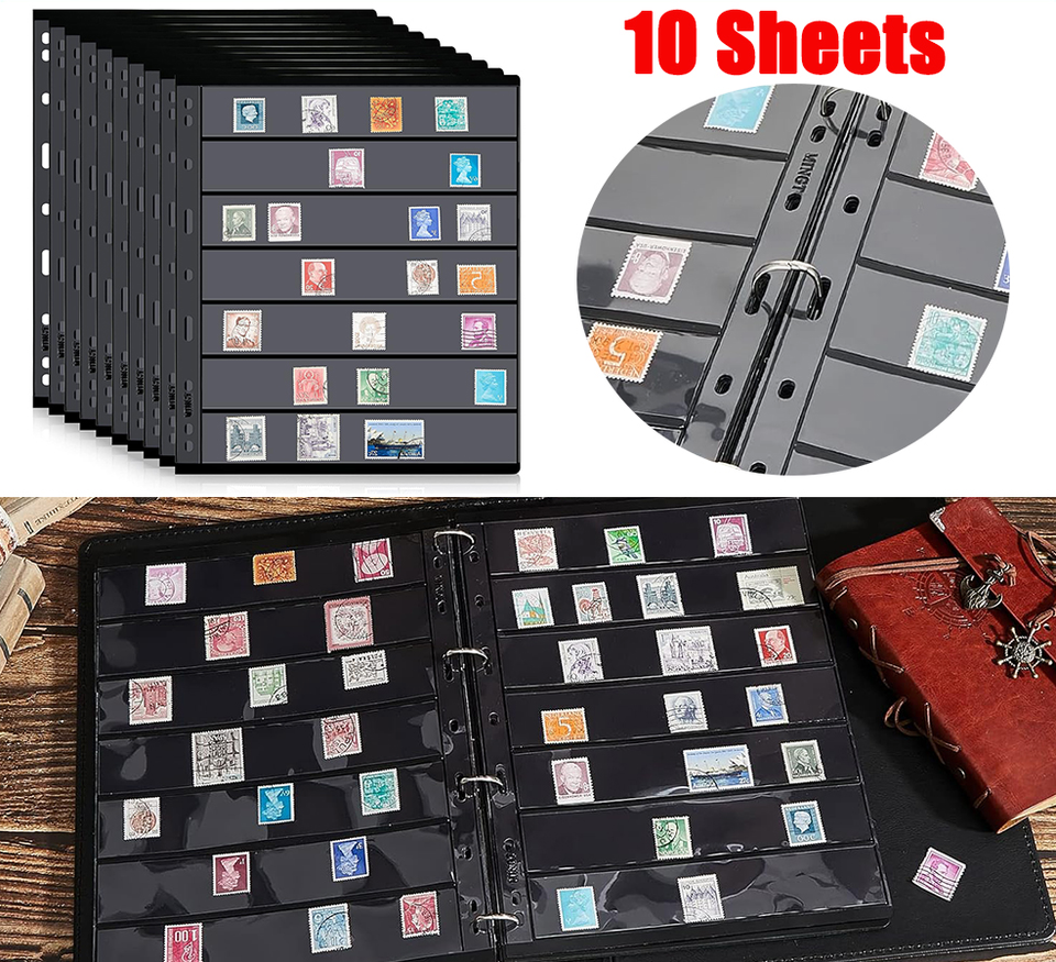 10 Sheets Stamp Pages Collector Stamp Collecting Album Binder Standard ...
