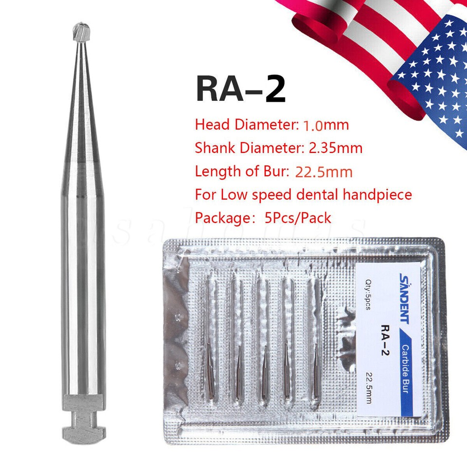 5-100 Dental Carbide Round Burs Surgical Length Latch Burs Low Speed RA ...