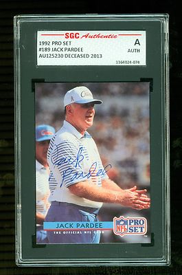 Jack Pardee d'2013 Signed 1992 ProSet Football card #189 Oilers Auto ...