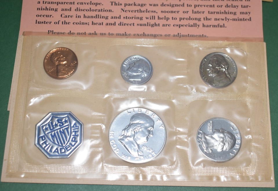 USA 1962 Proof Set - 90% Silver Vintage U.S. Coins - Original Mint ...