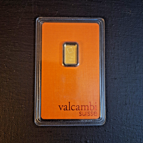 Gold 1 g. Valcambi Suisse 9999 fineness Assay certificate, sealed ...