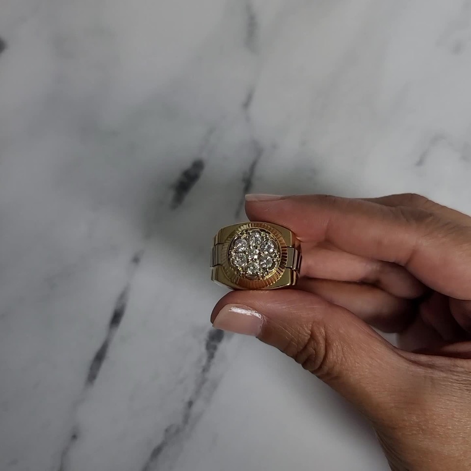 Diamond Presidential Style Cluster Mens Ring | eBay