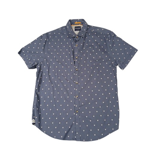 Denim & Flower Ricky Singh Button Up Shirt Men's Large Blue Skull ...