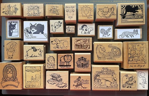 RARE KIDSTAMPS CATS DRAGON DOGS TEACHER KIDS BOYNTON etc RUBBER STAMPS ...