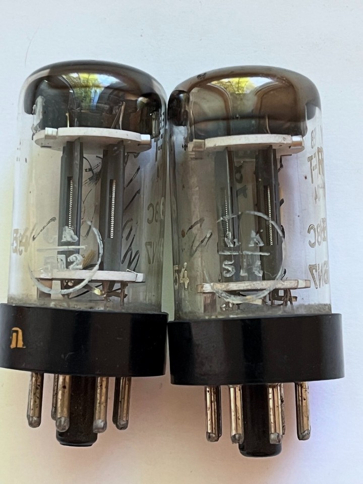 2PCS 6SN7 / 1578 / 6N8S PAIR RFT TUBES! USED! THIN BASE! RARE! TESTED ...