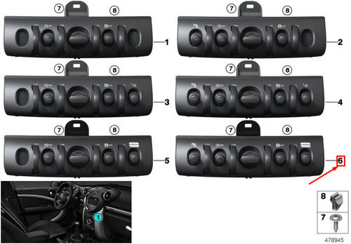 MINI COUNTRYMAN F60 CENTER CONSOLE SWITCH UNIT 61316838211 6838211 NO🇺🇸 ...