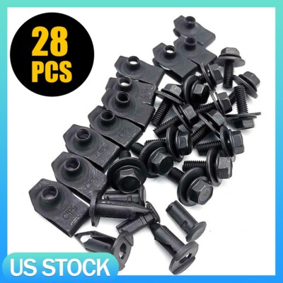 28X Under Engine Cover Clips Underbody Mudguard Shield Screws Bolt Nut ...
