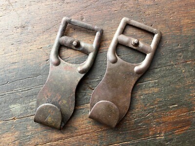 German WW1 Original Leather Equipment Y-STRAPS & Backpack Hooks / 2 pcs ...