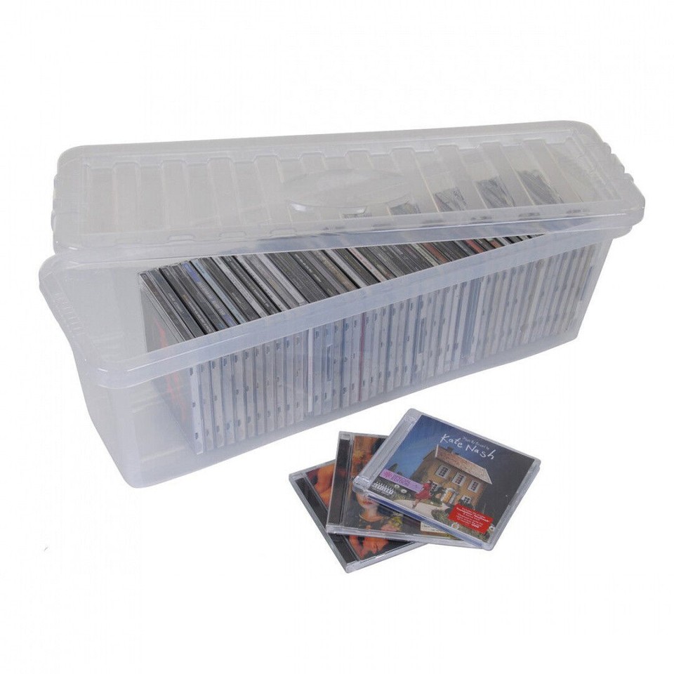 Wham Crystal CD DVD Storage Shelf Box Plastic Clear Box with Lid -52 ...