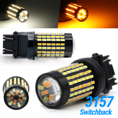 White/Amber 3157 LED DRL Switchback Turn Signal Parking Light Bulbs ...
