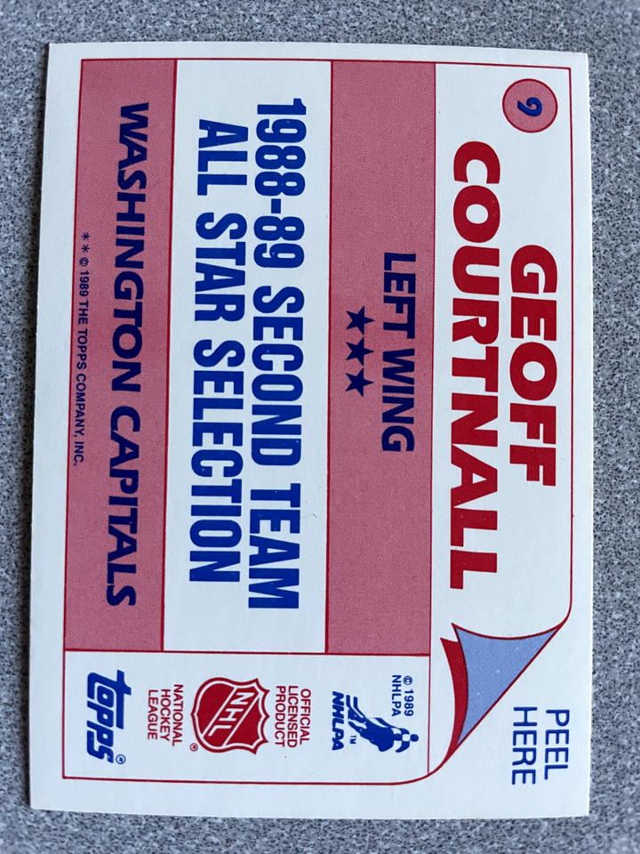 1989-90 Topps Hockey Geoff Courtnall All-Star Sticker Card #9 Capitals ...