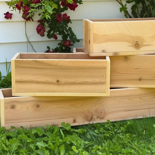 Handmade Red Cedar Window Planter Box: Flower Box for Garden & Home ...