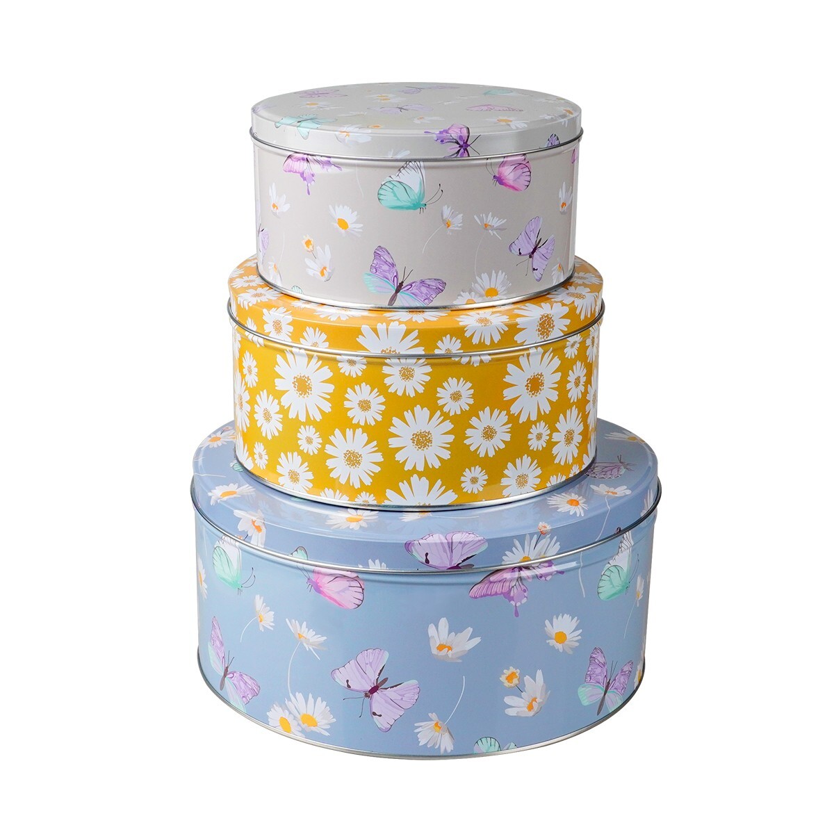Cake Storage Tins Set 3 Round Nesting Airtight container Kitchen Food ...