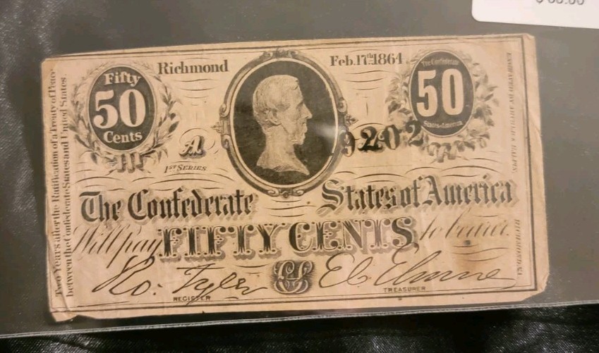 1864 Confederate Fractional 50 Cent Note Jefferson Davis Bust | eBay