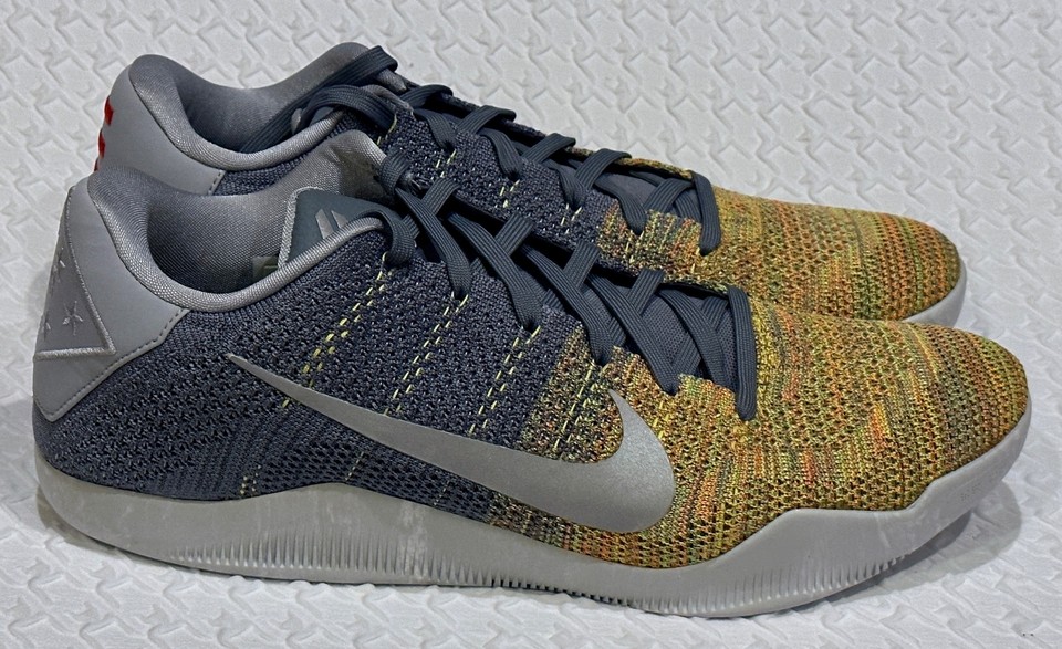 NIKE Kobe 11 Elite Low Flyknit Grey Yellow Basketball Shoes Sneakers ...