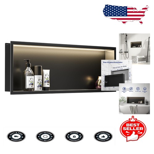 Elegant 36" x 12" Stainless Steel LED Shower Niche - Modern Bathroom Essential | eBay