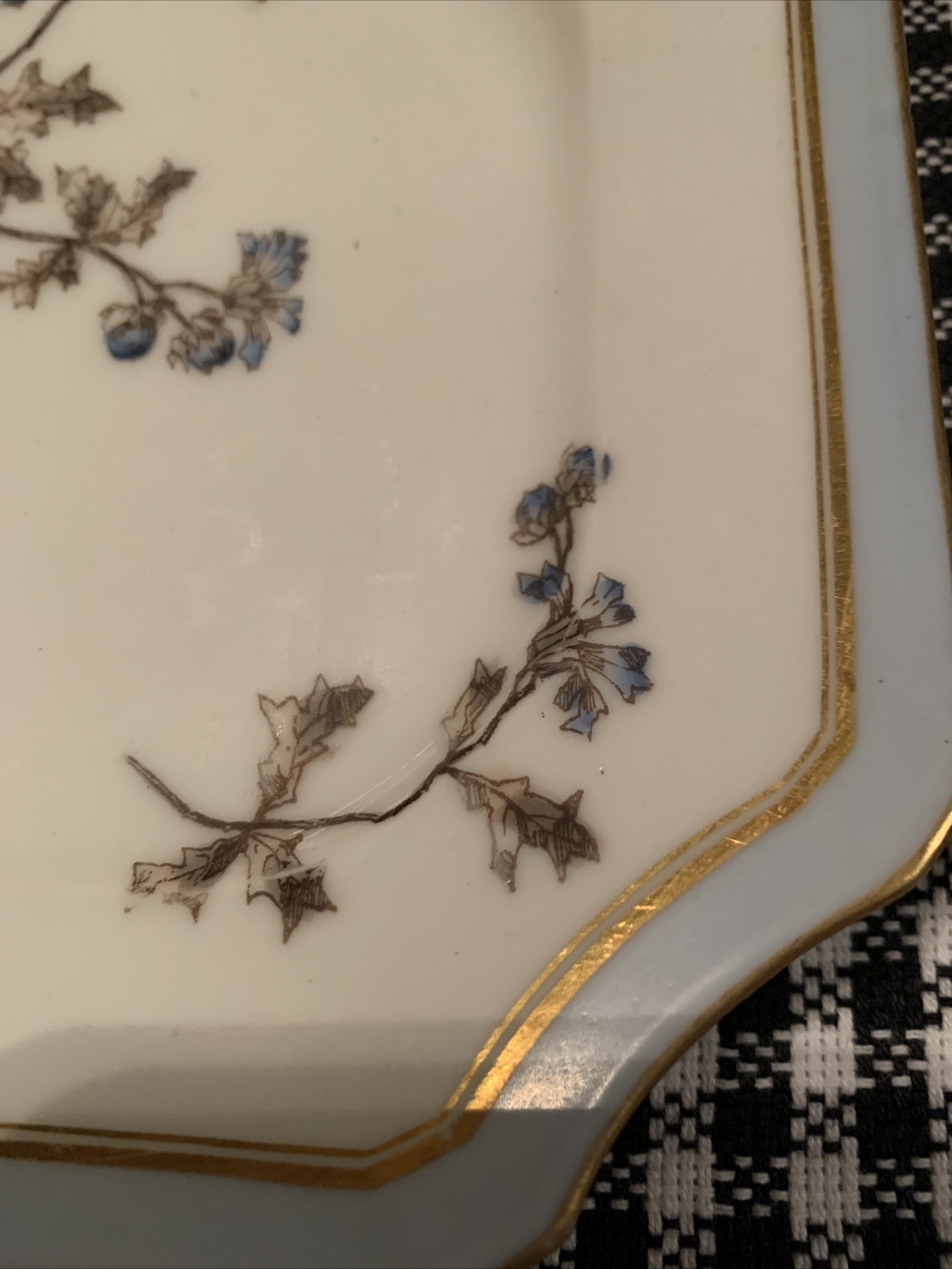 CFH GDM Limoges France Antique Square Plate Serving Porcelain Flowers ...