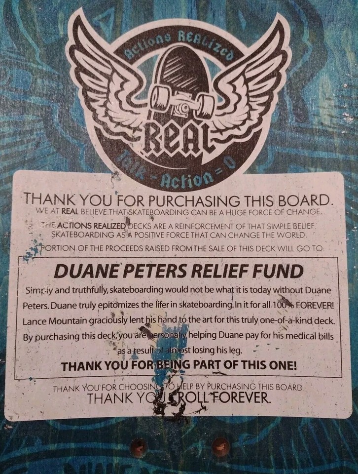 Real Duane Peters Black Label Lance Mountain Beer City Used Skateboard ...