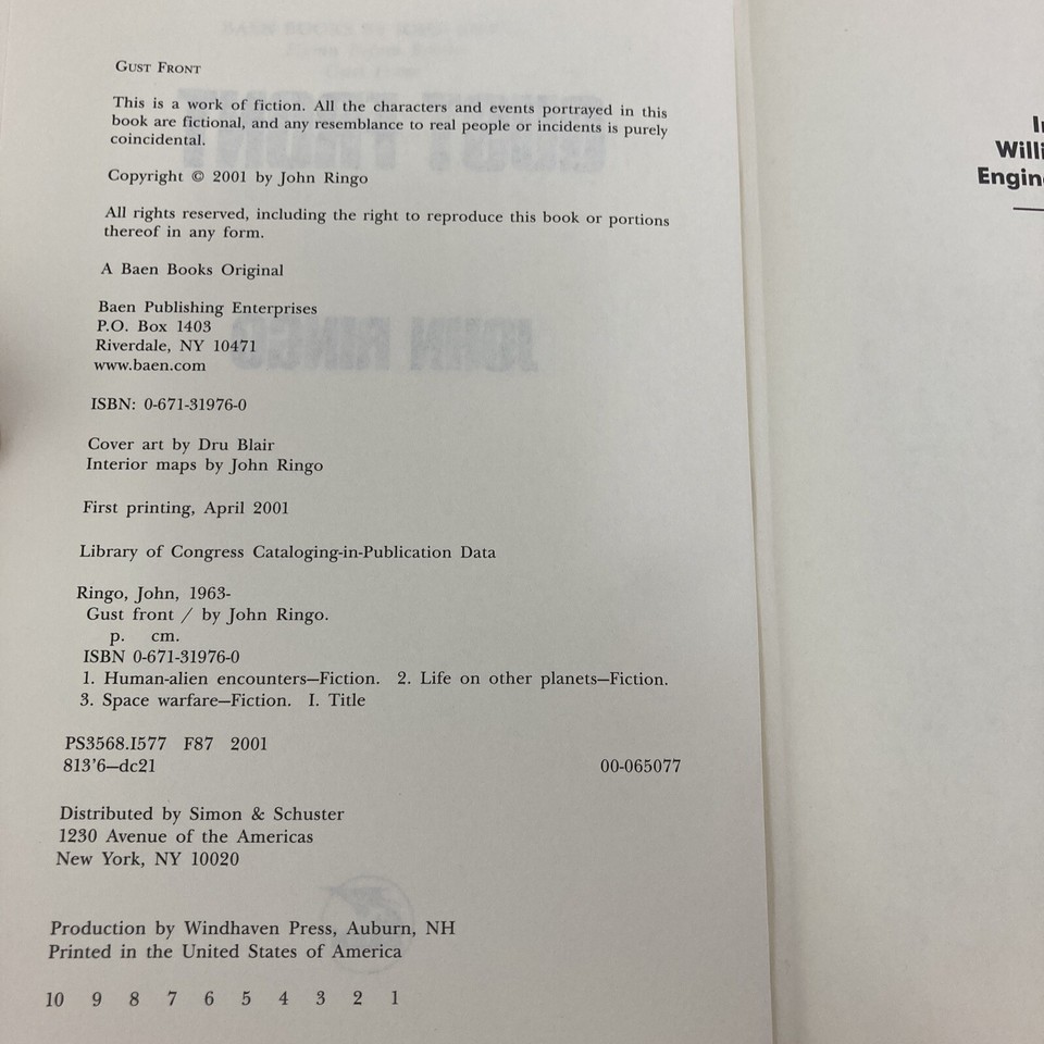 Gust Front by John Ringo HCDJ. 1st Printing 1st Edition 9780671319762 ...