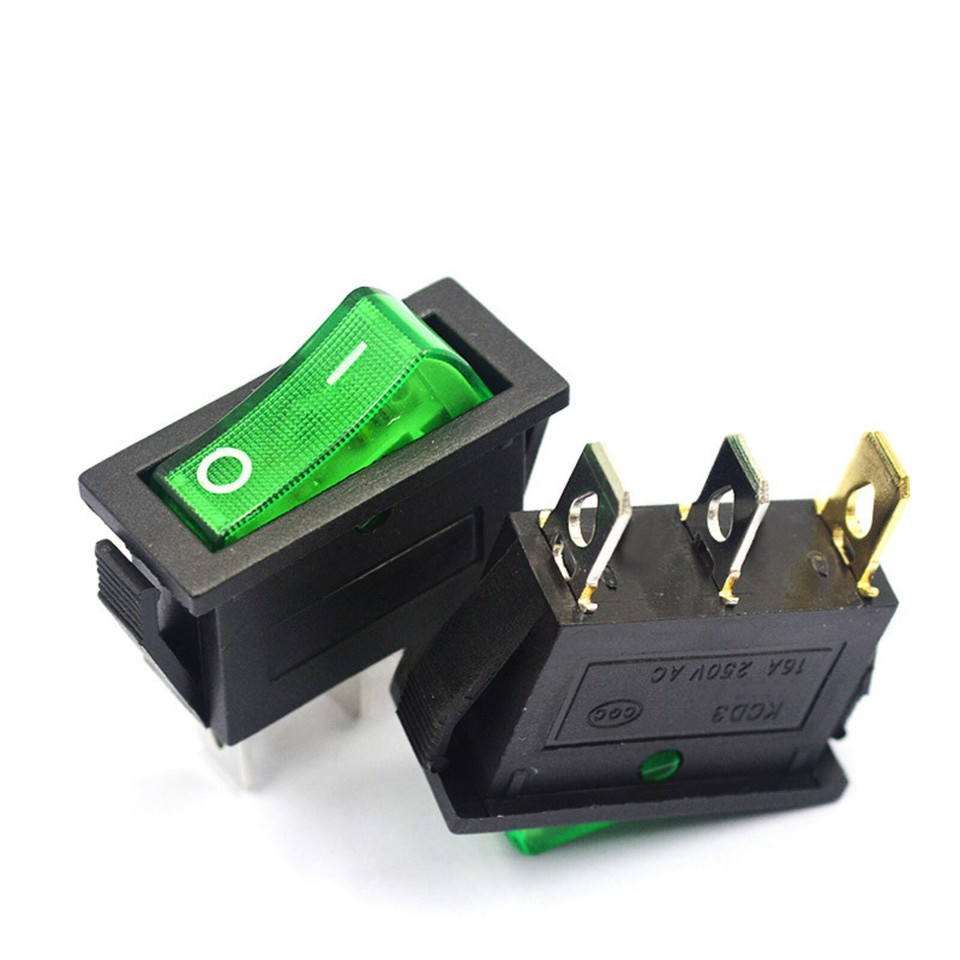 KCD3 2/3 Position Rectangular Rocker Switch 2/3 Pin ON/OFF Red Green ...