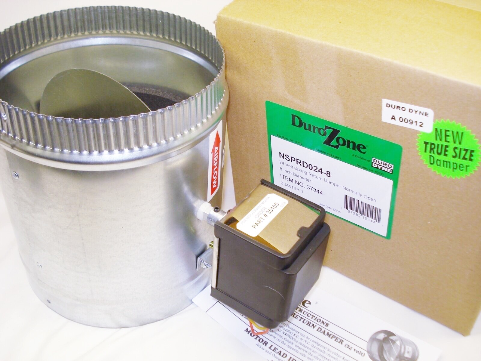 6" DuroZone HVAC Motorized Electric Zone Control 24ac Power Damper ...