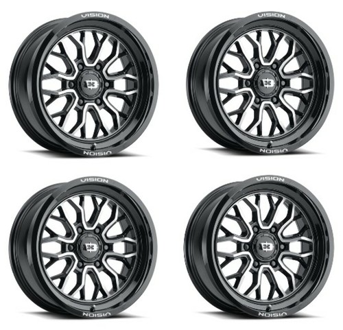 Set 4 20" Vision Off-Road 402 Riot Black Machined Wheels 20x12 5x5.5 ...