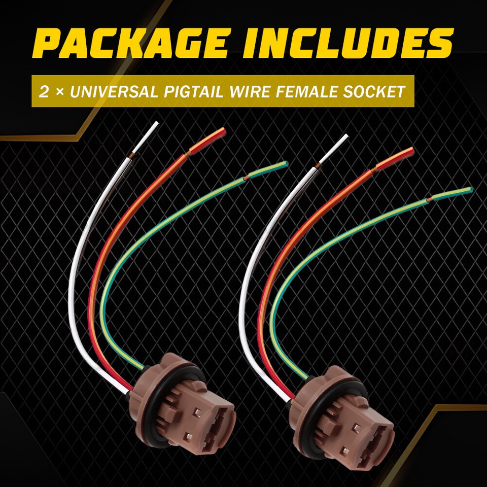 Female Socket 7443 Pigtail Wire Two Harness For Turn Signal Tail Brake ...