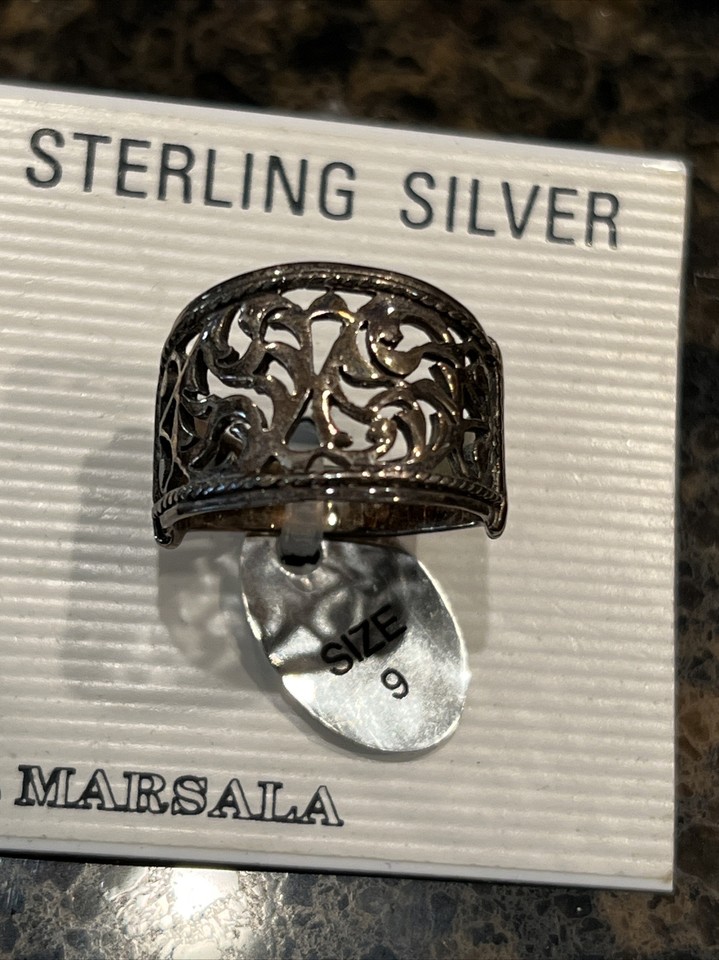 marsala sterling silver Wide Band ring New Old Stock Size 9 | eBay