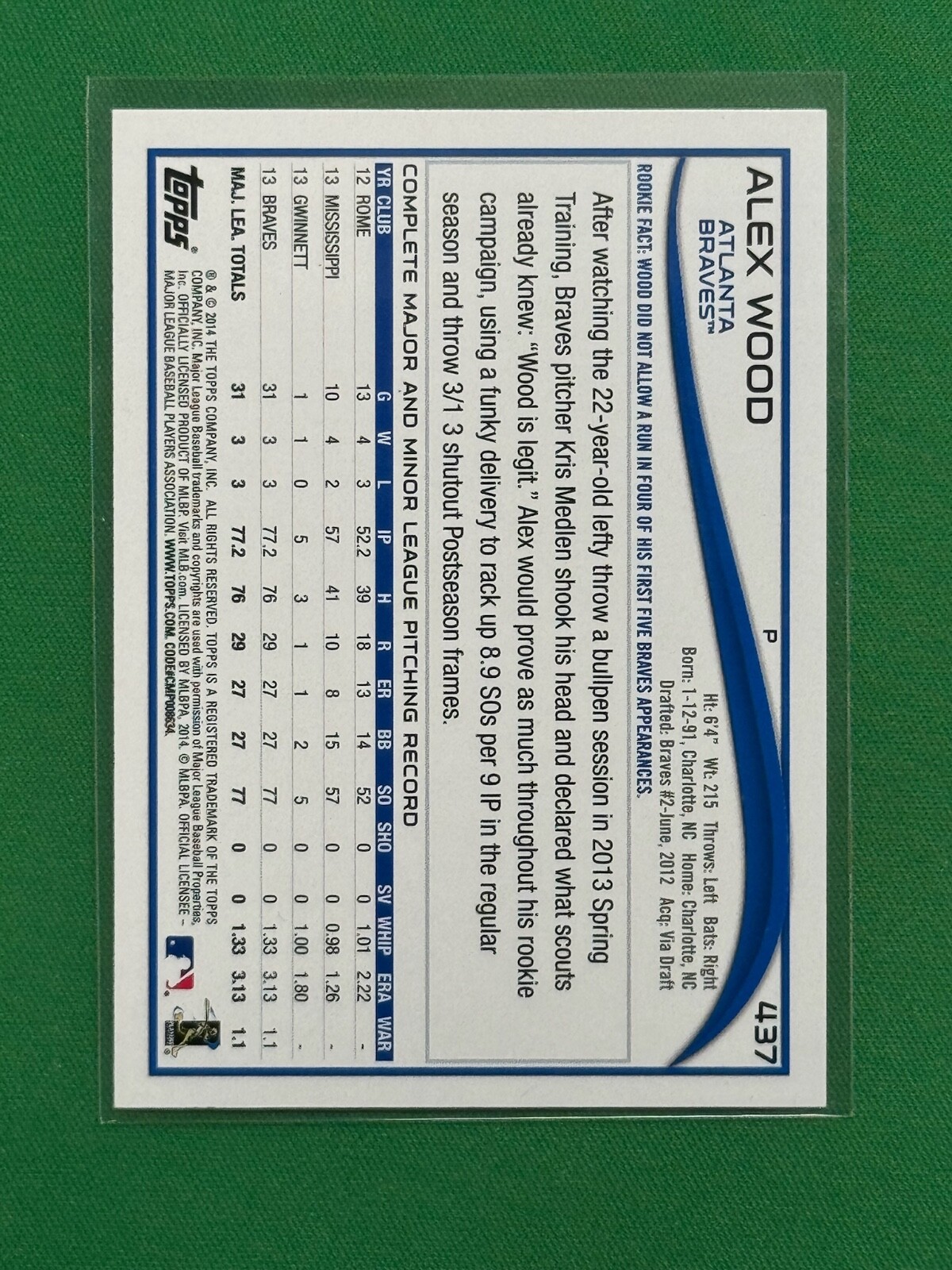 2014 Topps - Red Hot Foil #437 Alex Wood for sale online | eBay