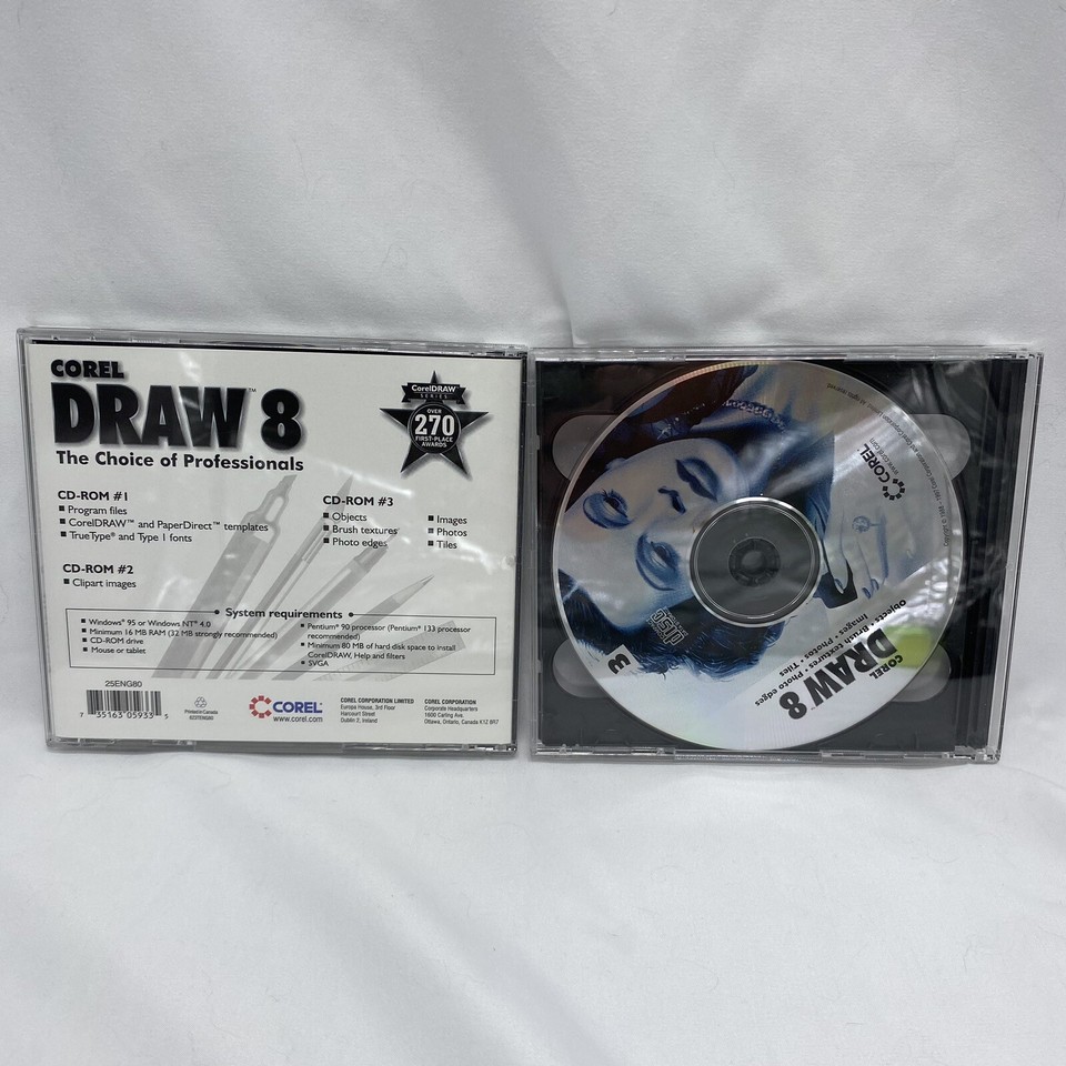 Corel Draw 8 CorelDraw disc set bundle PC CD-ROM Software Intel MMX ...
