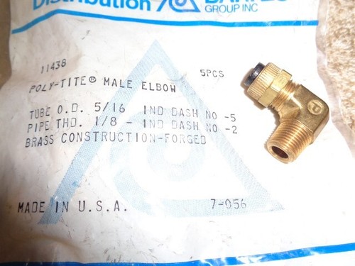 90 Degree Brass Poly-Tite Elbow, New. For 5/16" tubing; 1/8" NPT. | eBay