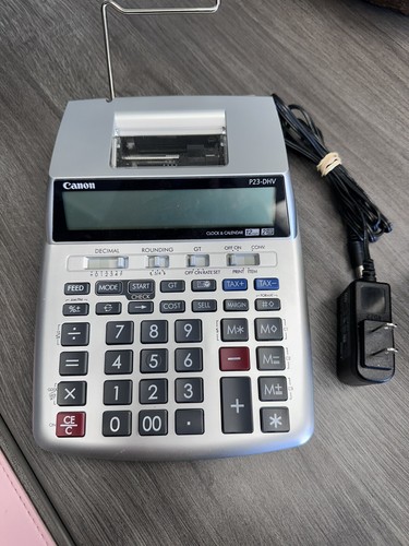 Canon P23-DHV 2-Color Mini Desktop 12 Digit Printing Calculator w ...