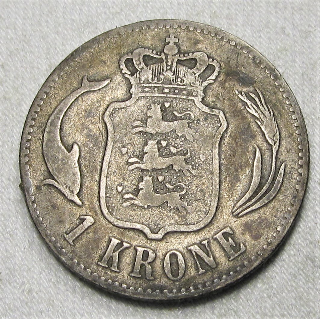 1876 Denmark 1 Krone .800 Silver Coin AG385 | eBay