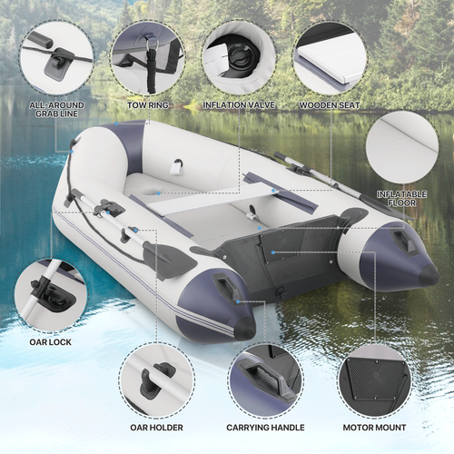 9.9ft 4-Person Inflatable Dinghy Boat Rafting Fishing Dive Pontoon ...