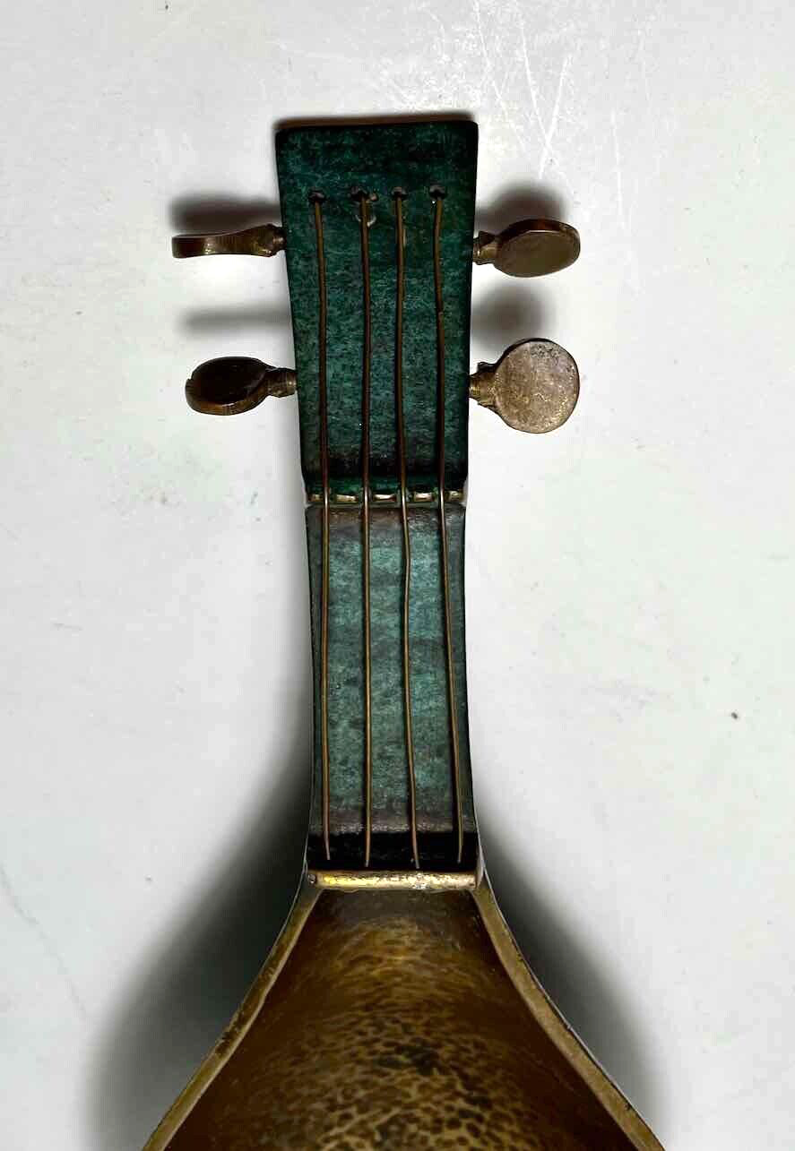 Vintage 9-1/2 in. Brass Enamel Trinket Bowl Dish Musical Instrument ...