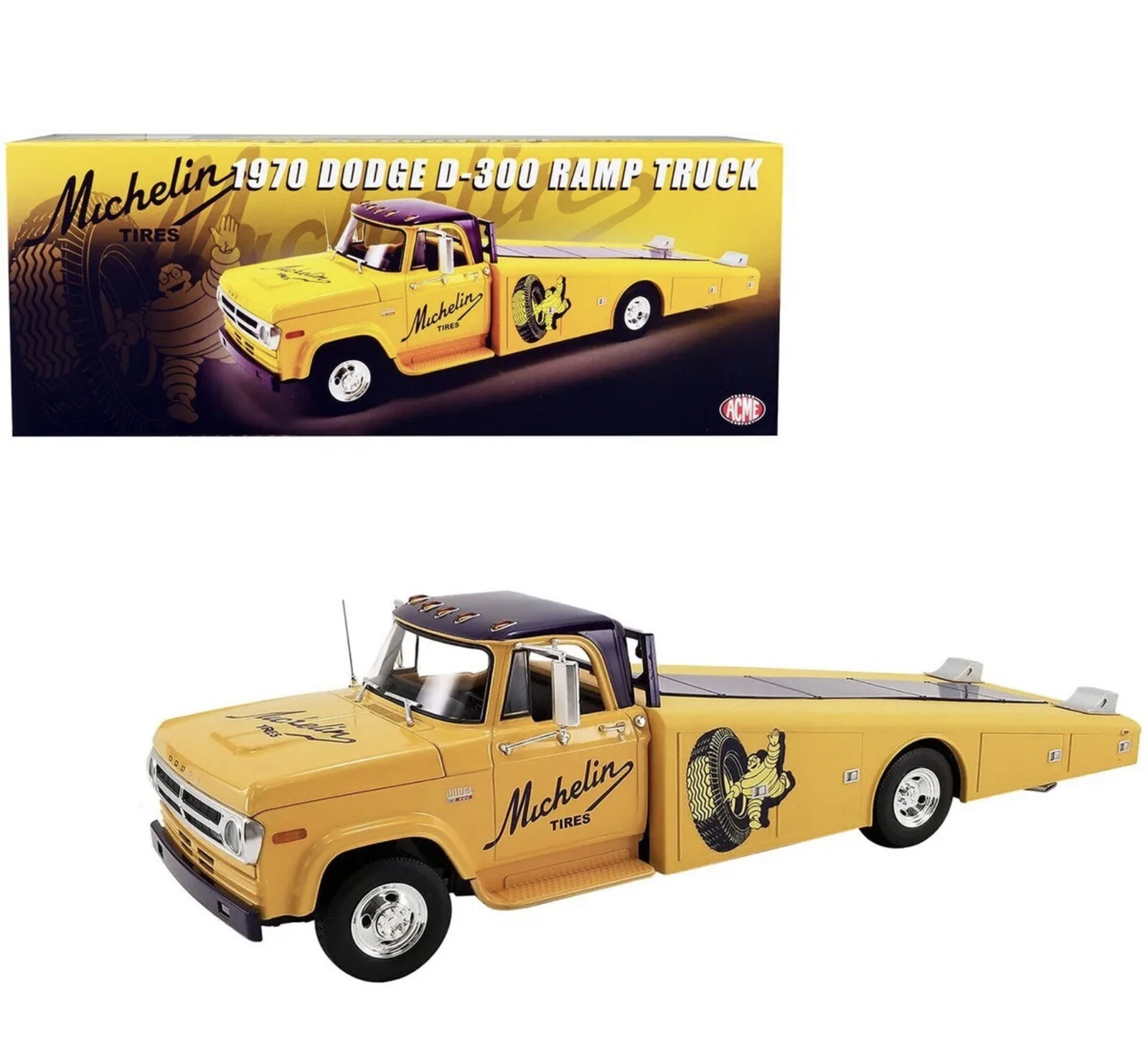 1970 DODGE D-300 VINTAGE RAMP TRUCK 1:18 MICHELIN ACME A1801906 GMP CAR ...