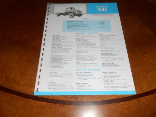 INTERNATIONAL LOADSTAR 1890 TRUCK TRACTOR BROCHURE / I-H ILLUSTRATED ...