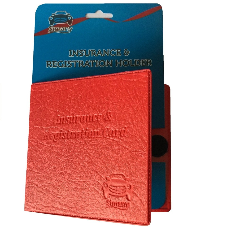 Red AUTO CAR INSURANCE REGISTRATION HOLDER WALLET 5.25x4.6"Embossed ...