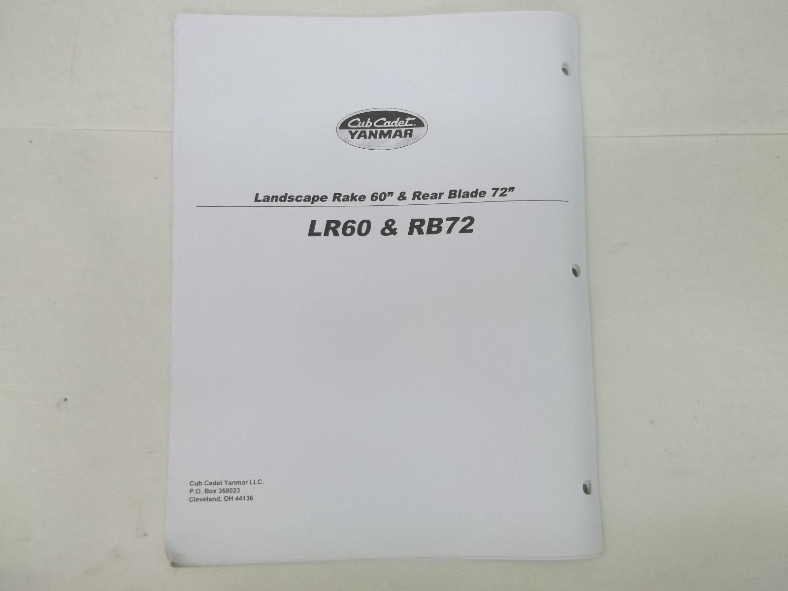 Cub Cadet Yanmar 60 inch Landscape Rake and 72 inch Rear Blade Operator ...