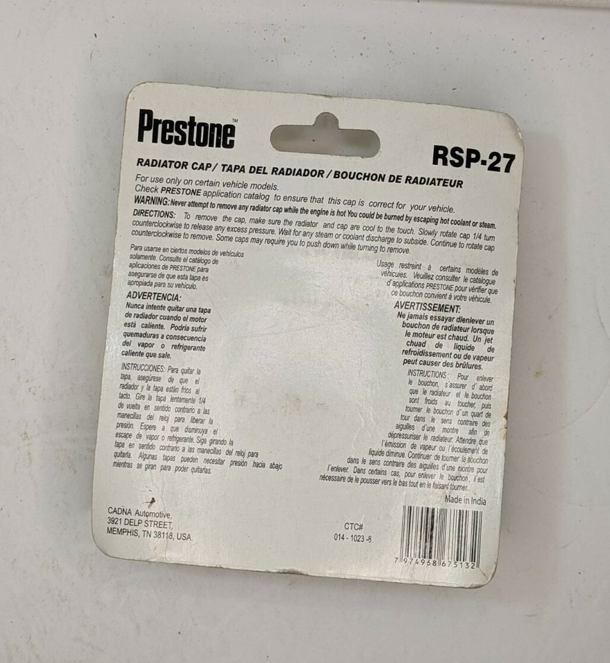 Prestone Rsp-27 Radiator Cap | eBay