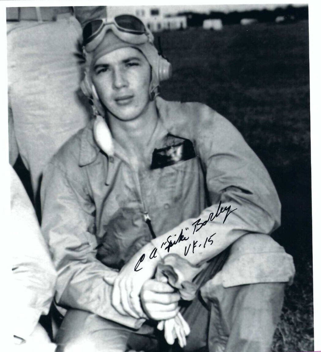 Clarence "Spike" Borley signed 8x10 glossy photo WWII Ace 5V VF-15 ...
