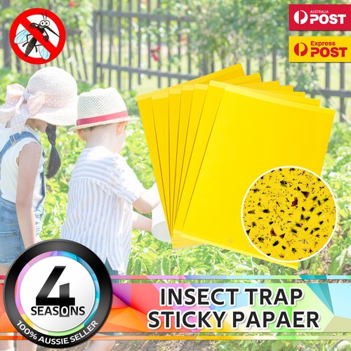 Yellow Insect Sticky Paper Trap Fly Catcher Bug Killer Aphids Wasp Gnat ...