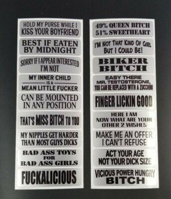 18 Motor Cycle helmet stickers for the HARDCORE BIKER CHICK - hardhat ...