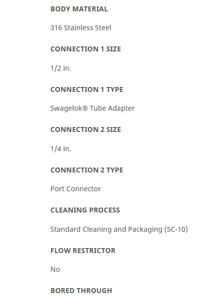 SWAGELOK SS-42GS4 Stainless Steel 40G Series Ball Valve, 0.6 Cv, 1/4 in ...