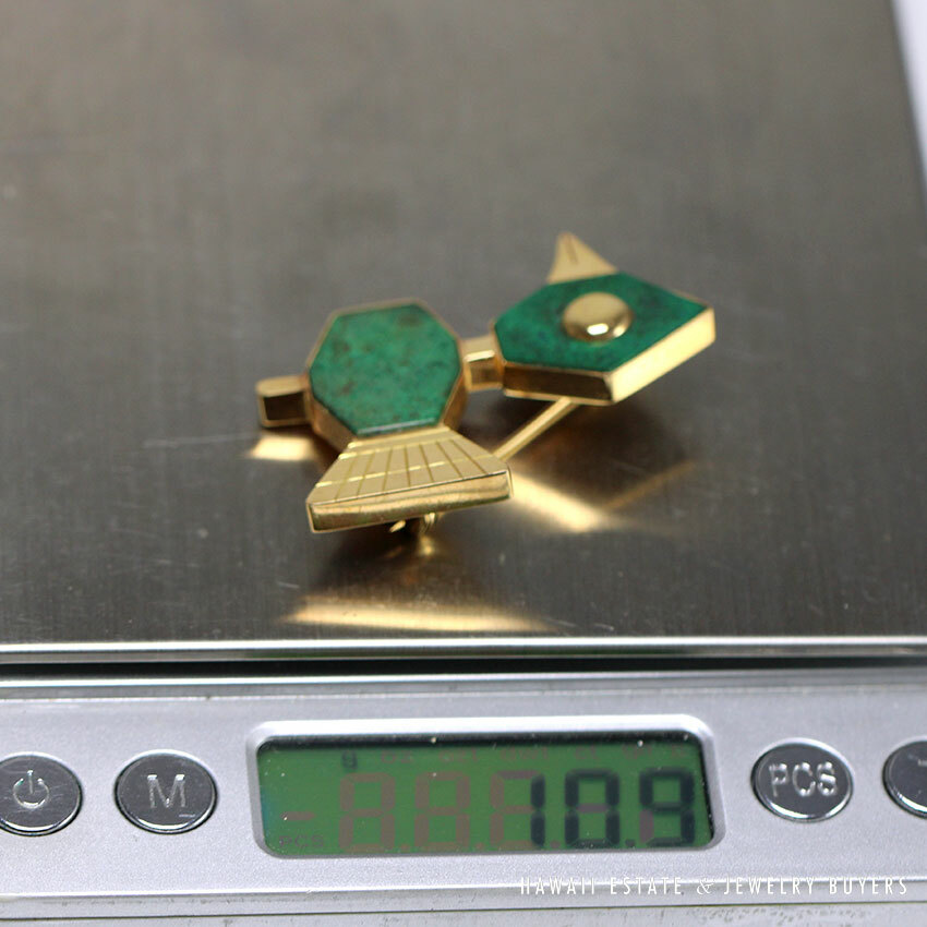 UNIQUE MAW SIT SIT 18K YELLOW GOLD BIRD GEOMETRIC BROOCH PIN | eBay