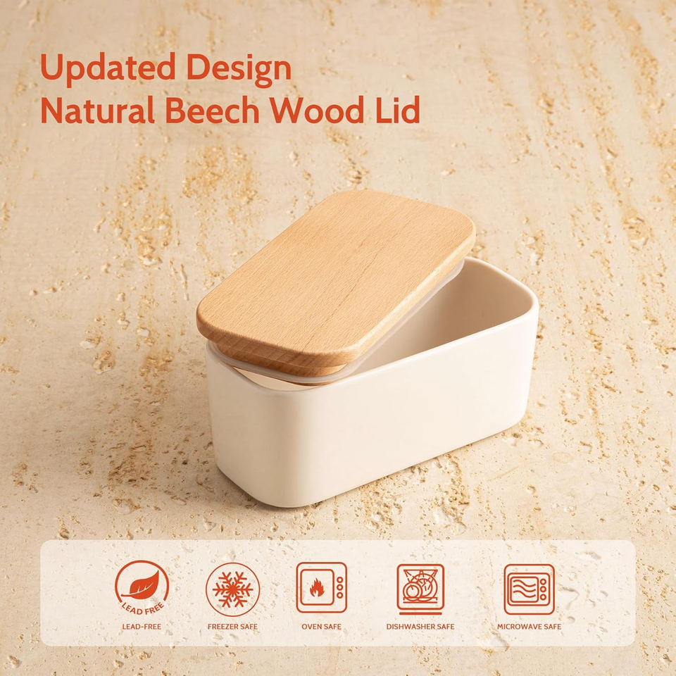 Sweese Small Butter Dish with Lid for Countertop, Airtight Butter ...