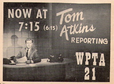 1959 WPTA FORT WAYNE,INDIANA TV NEWS AD~TOM ATKINS REPORTER | eBay