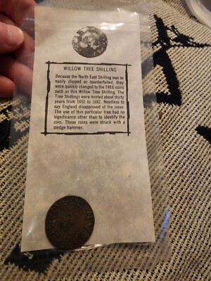 WILLOW TREE SHILLING 1652 (REPRODUCTION) EARLY AMERICAN BRITISH COLONY ...