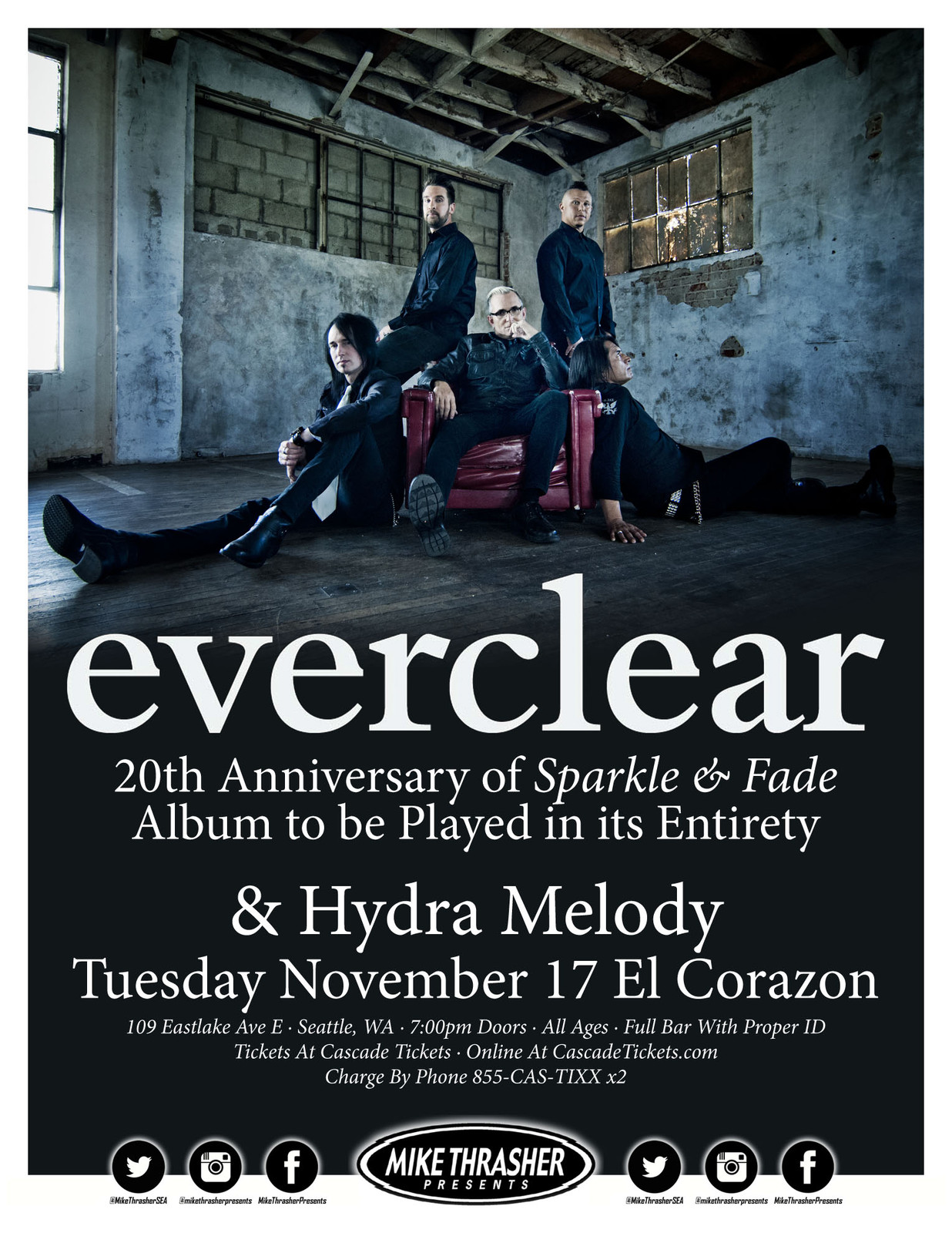 EVERCLEAR "20TH ANNIVERSARY SPARKLE & FADE TOUR" 2015 SEATTLE CONCERT ...